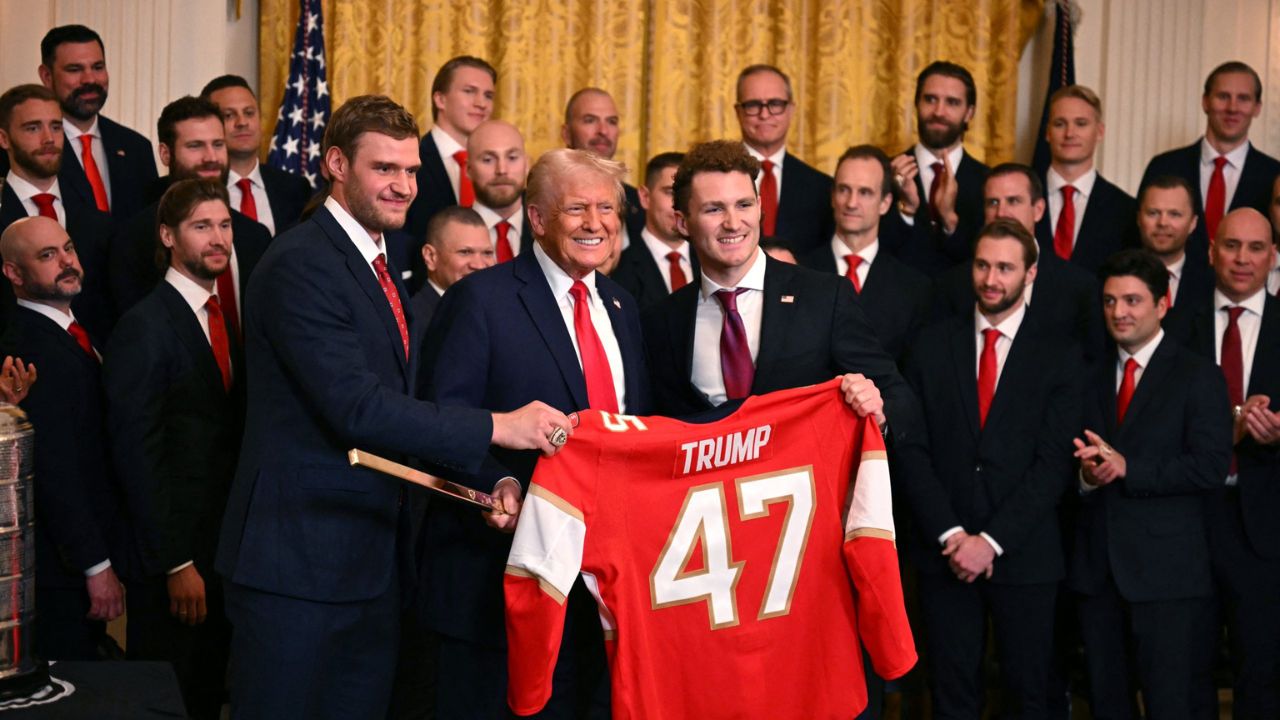President Donald Trump LAUDS "real champions" Florida Panthers as 2024 ...