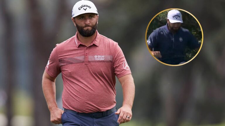 WATCH: Jon Rahm almost SNAPS his golf club in half during frustrating ...