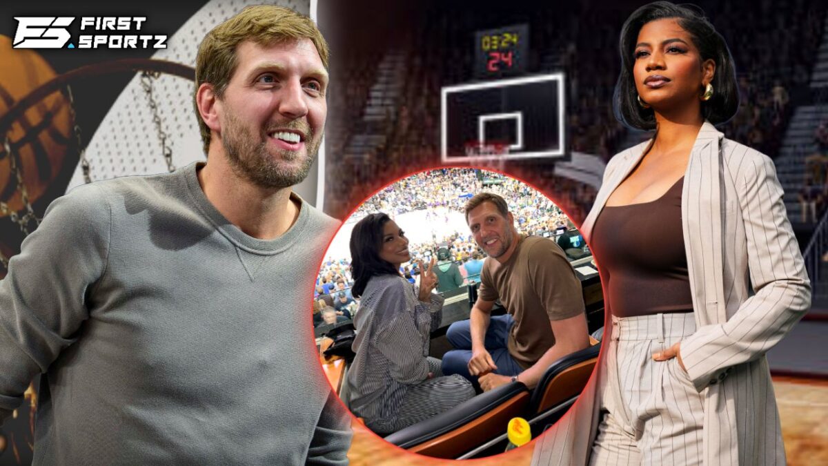Future colleagues Dirk Nowitzki and Taylor Rooks watch Lakers-Mavs game together
