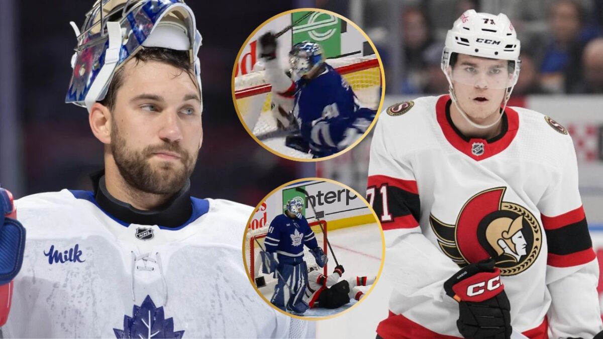 WATCH: Maple Leafs' Anthony Stolarz KNOCKS OUT Ridly Greig in feisty ...
