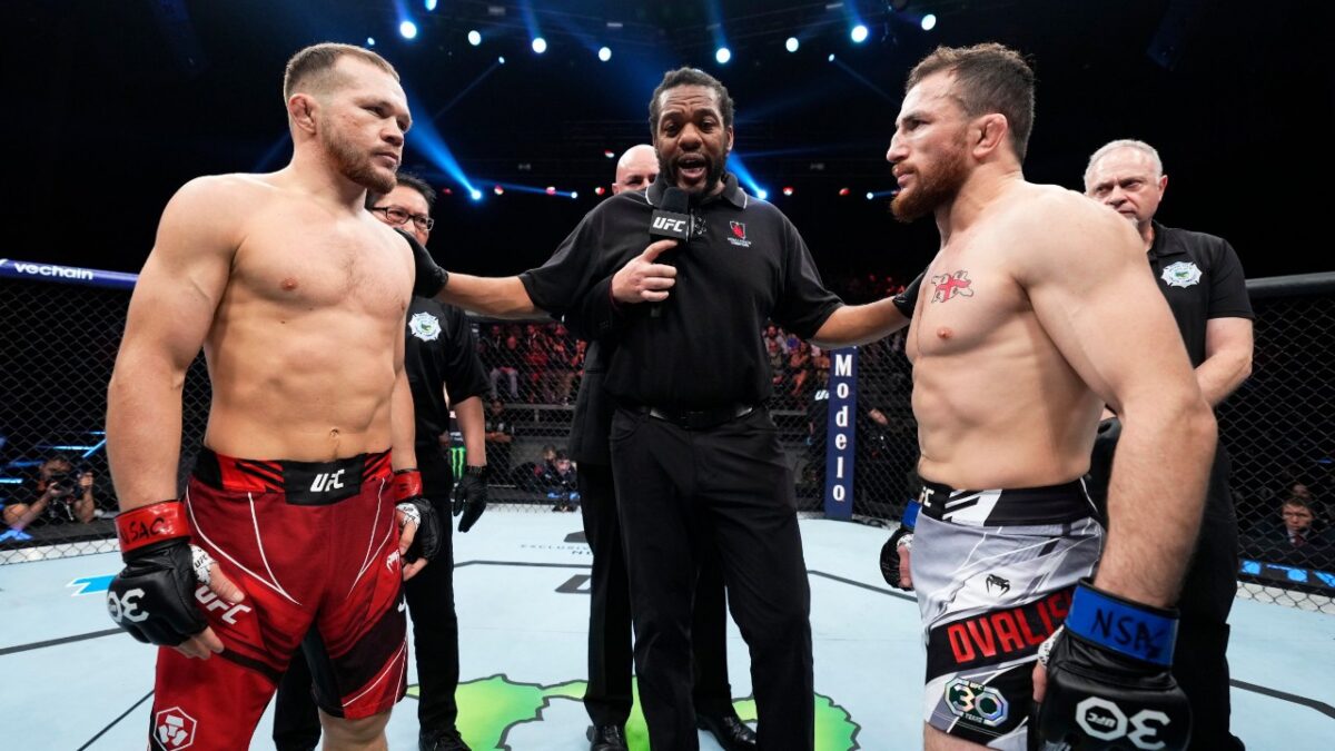 Merab Dvalishvili Confronts Petr Yan on Stage Over 'Broken Arm' Excuse for Losing First Fight