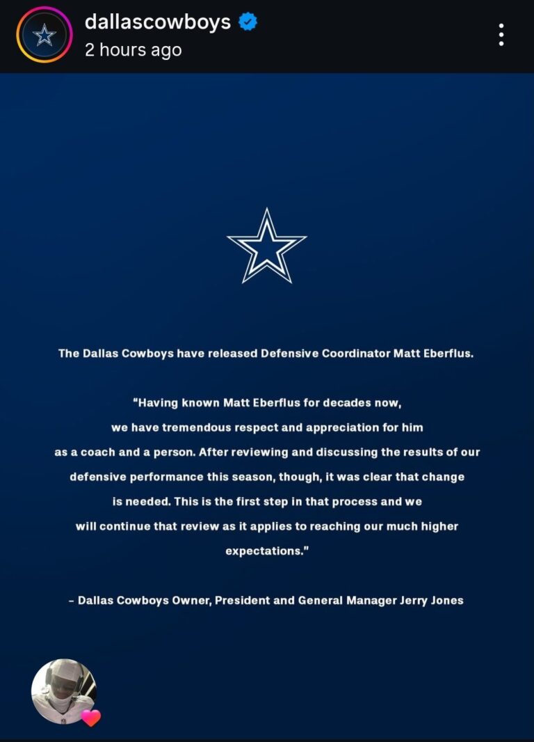 George Pickens Liking Cowboys Post on Matt Eberflus' Dismissal Post ...