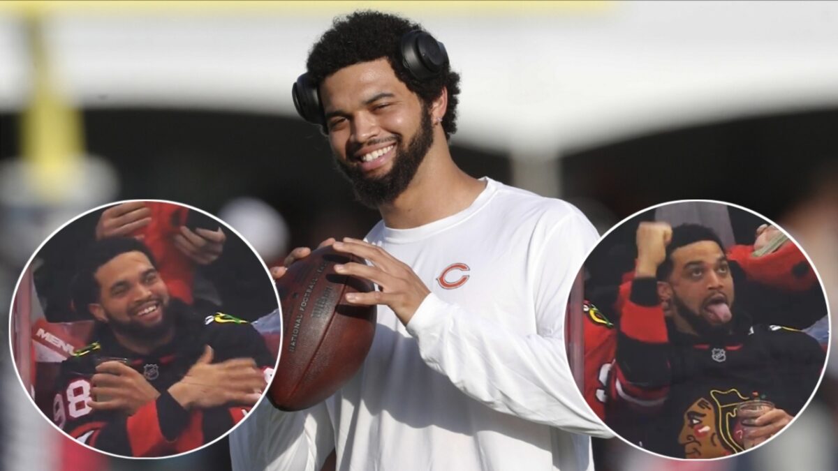 (Video) Caleb Williams Spotted Having Fun at Blackhawks Game a Day ...