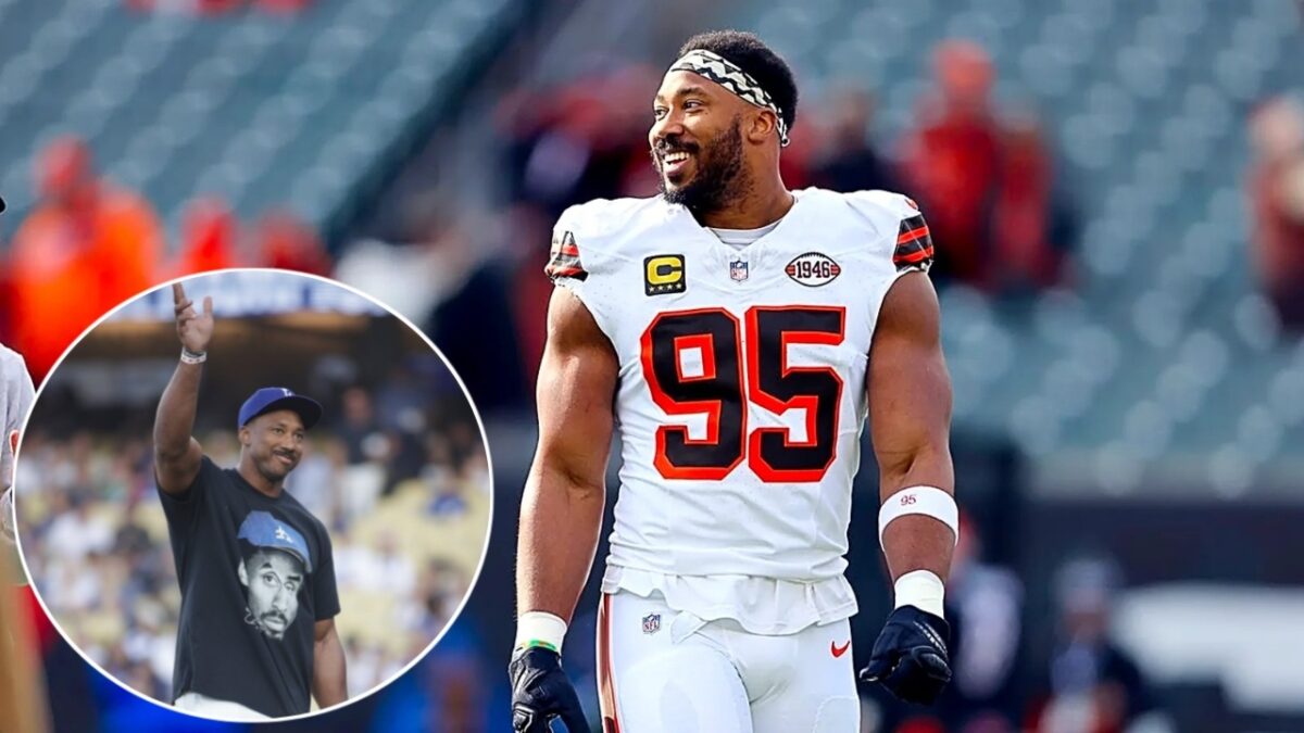 Rams' Myles Garrett Throws First Pitch at Dodgers Game Wearing a Kobe ...